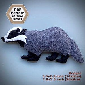 Badger Sewing Pattern PDF and SVG. Stuffed Badger Pattern. Felt Animals ...