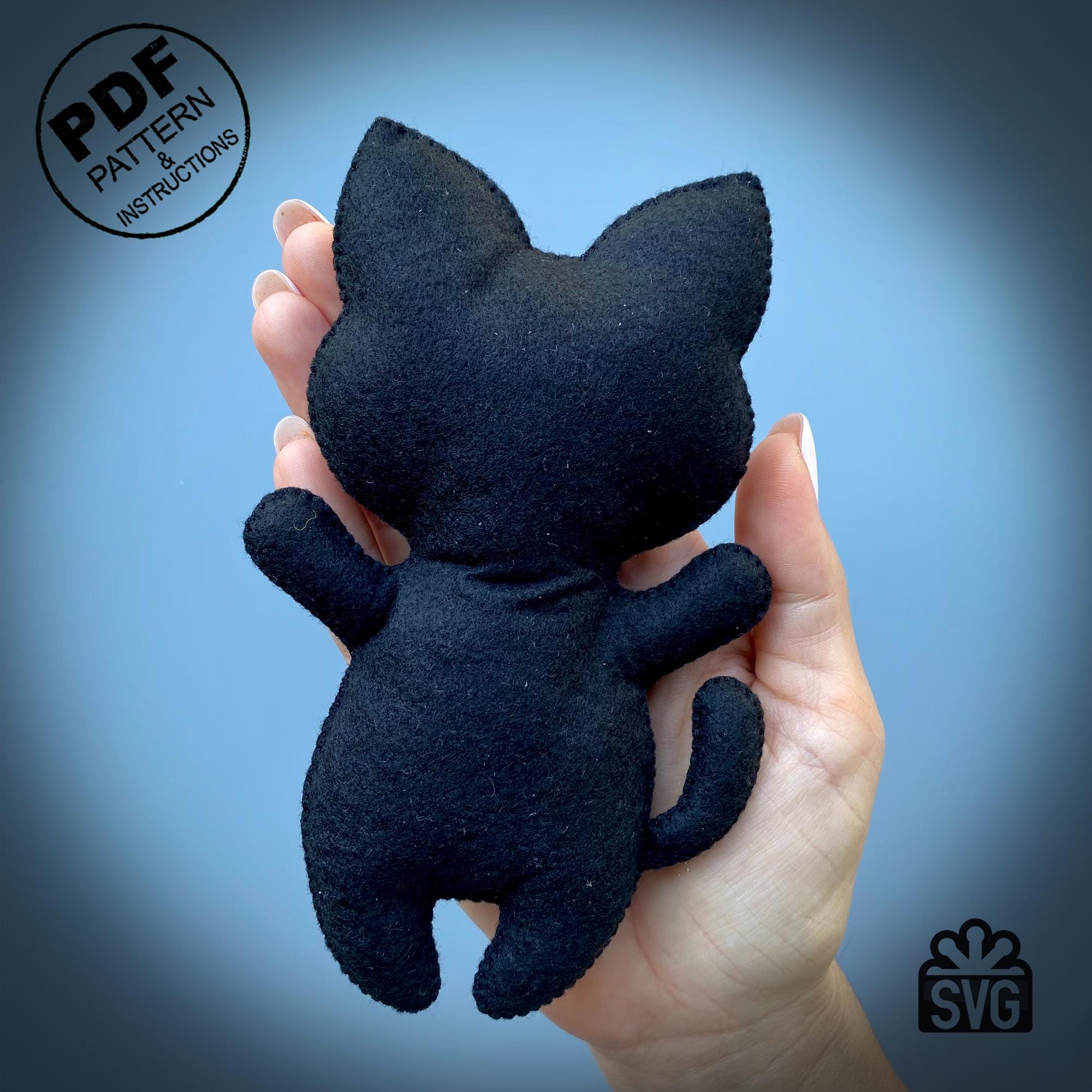 Halloween Felt Cats Sewing Pattern PDF and SVG. Halloween Ornament ...