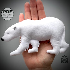 Polar Bear Sewing Pattern PDF and SVG. Felt Animals Pattern. Felt Toys ...