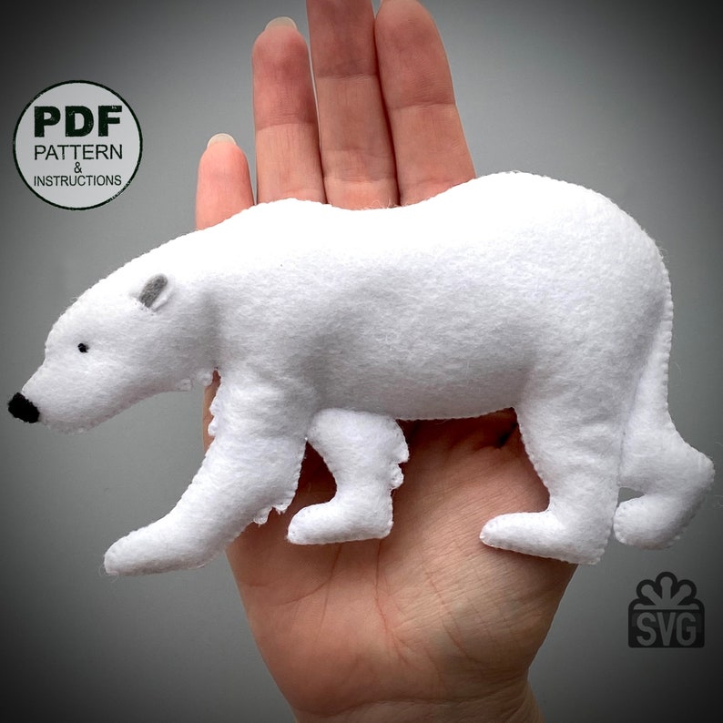 Polar Bear Sewing Pattern PDF and SVG. Felt Animals Pattern. Felt Toys ...