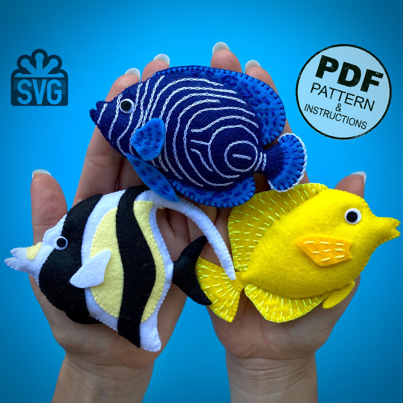 Felt Fish Sewing Pattern PDF and SVG. Coral Fish. Reef Fish. Tropical ...