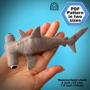 Felt Ocean Animals Sewing Pattern PDF and SVG. Hummerhead Shark Pattern. Whale Shark. Squid ...
