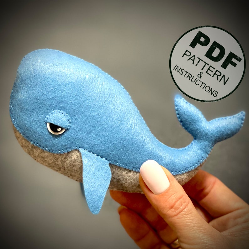 Whale Sewing Pattern PDF. Felt Sperm Whale Easy Beginner - Etsy