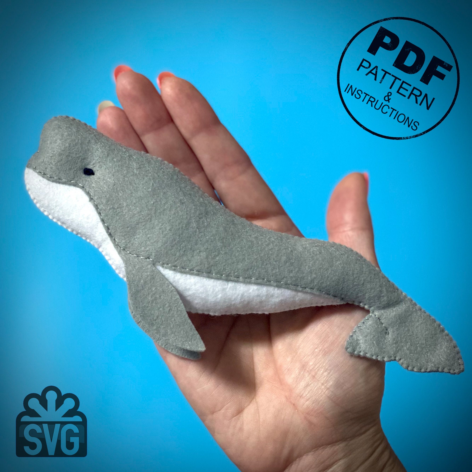 Beluga Whale Sewing Pattern PDF and SVG. Ocean Animals Pattern. Felt ...