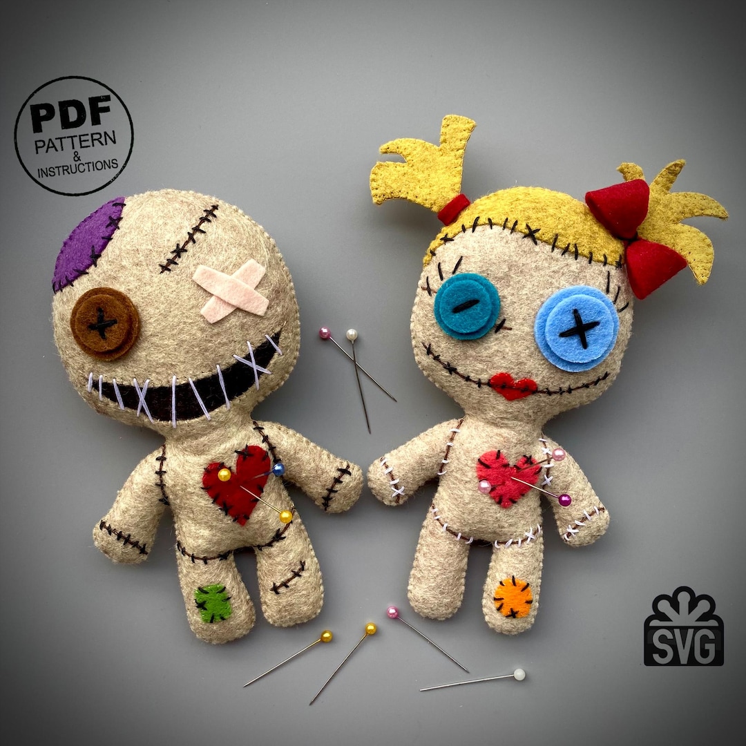 Felt Voodoo Doll Sewing Pattern PDF and SVG. Halloween Ornament. Voodoo ...