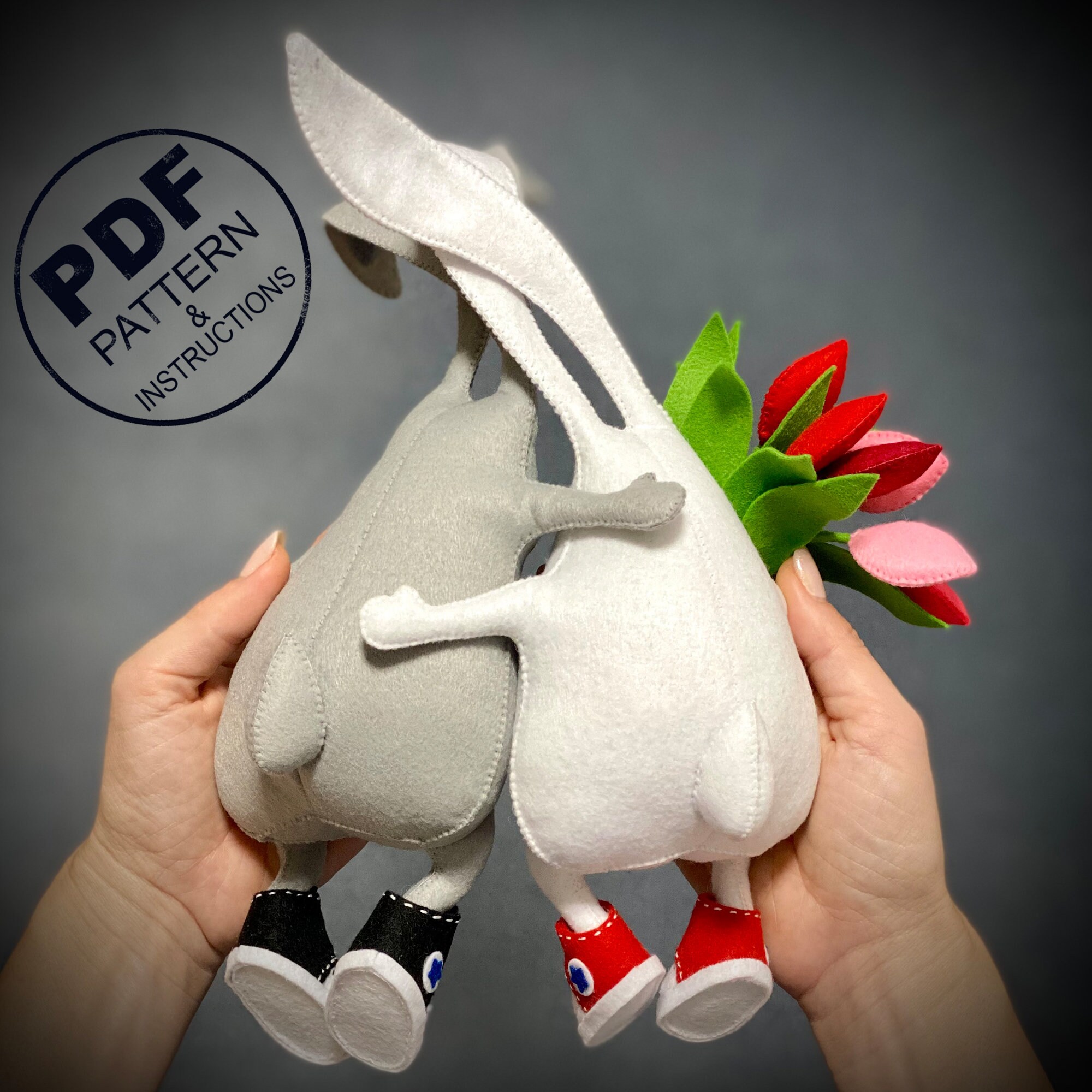 Bunny Rabbit Sewing Pattern PDF. Valentine's Day Felt Decor Toy Pattern ...