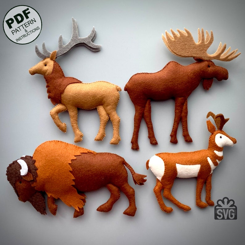 Felt Animals Sewing Pattern and SVG. Woodland Pattern. Yellowstone ...