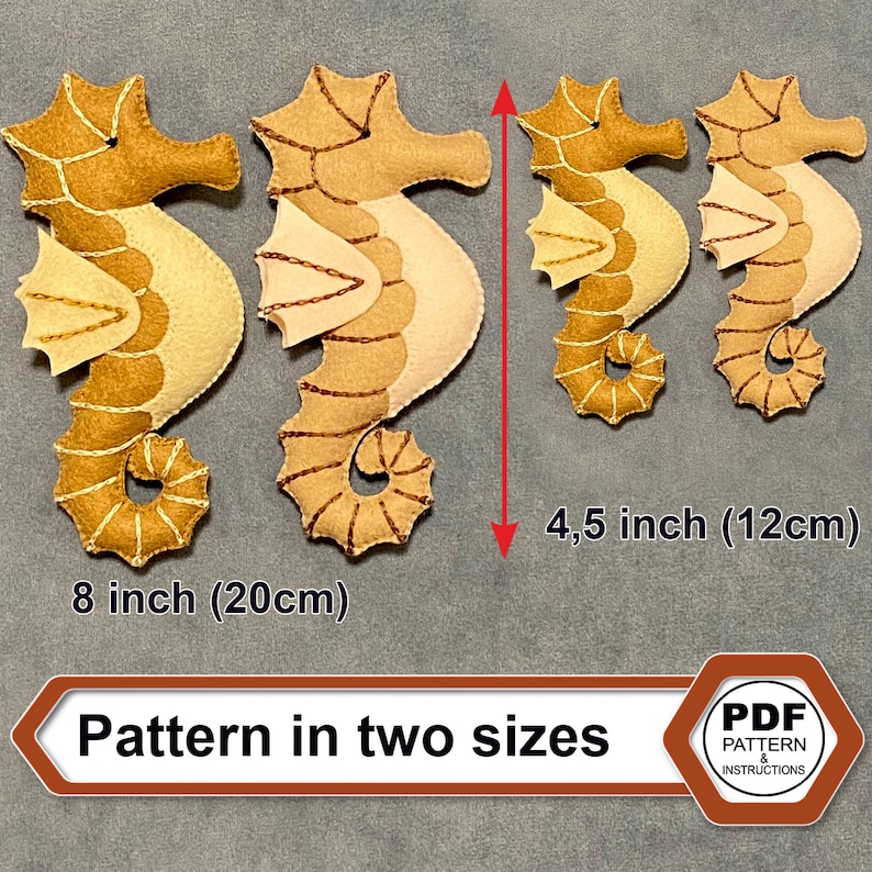 Seahorse PDF Pattern. Ocean Animals Sewing Pattern. Coastal Animals ...