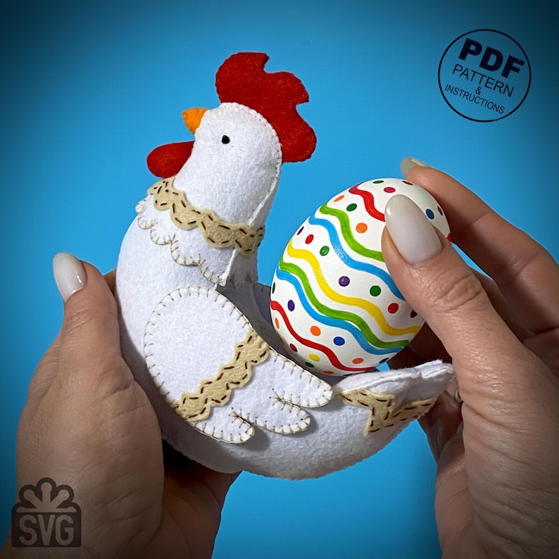 Easter Chicken Sewing Pattern PDF and SVG. Felt Toys. Egg Cozy. Hen ...