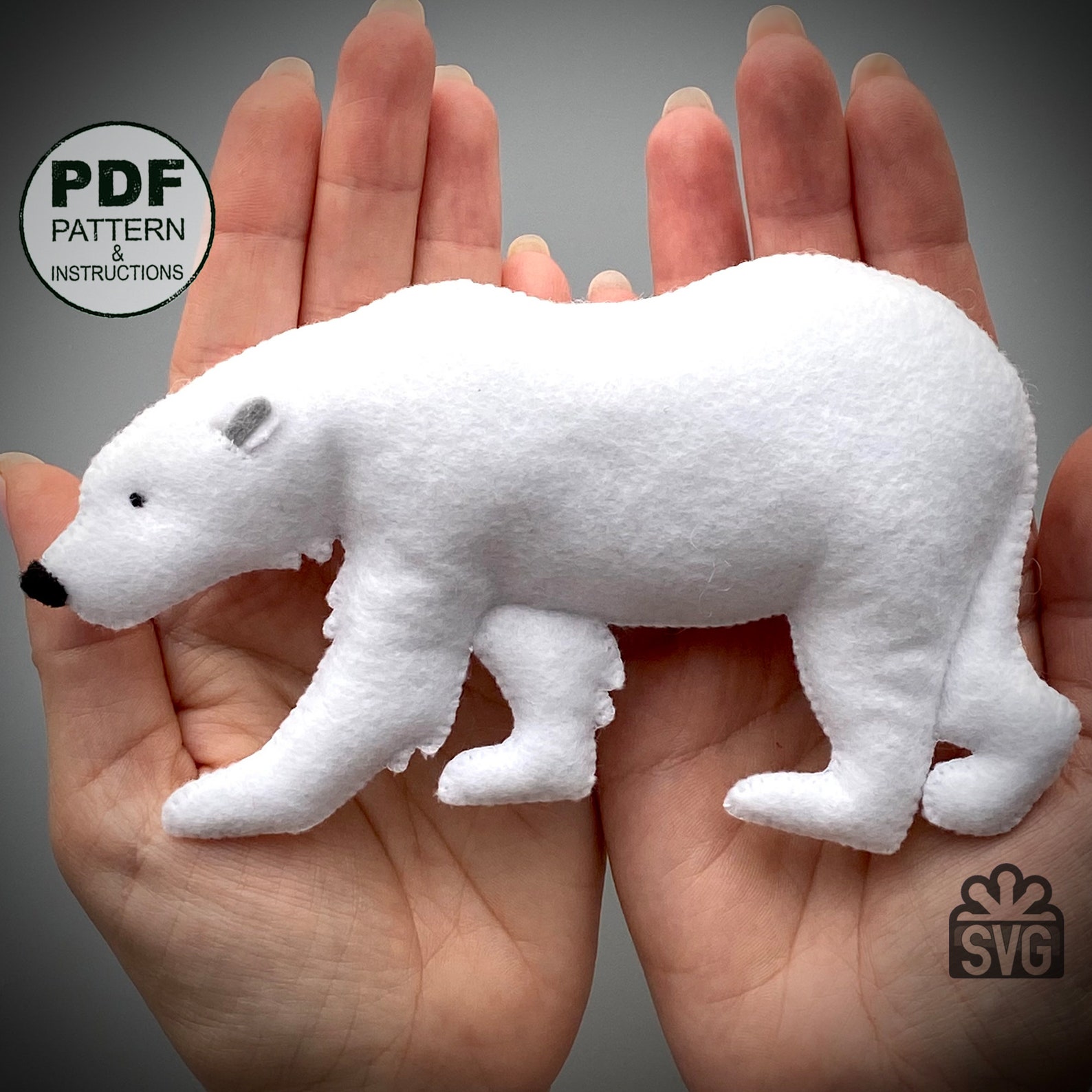 Polar Bear Sewing Pattern PDF and SVG. Felt Animals Pattern. Felt Toys ...