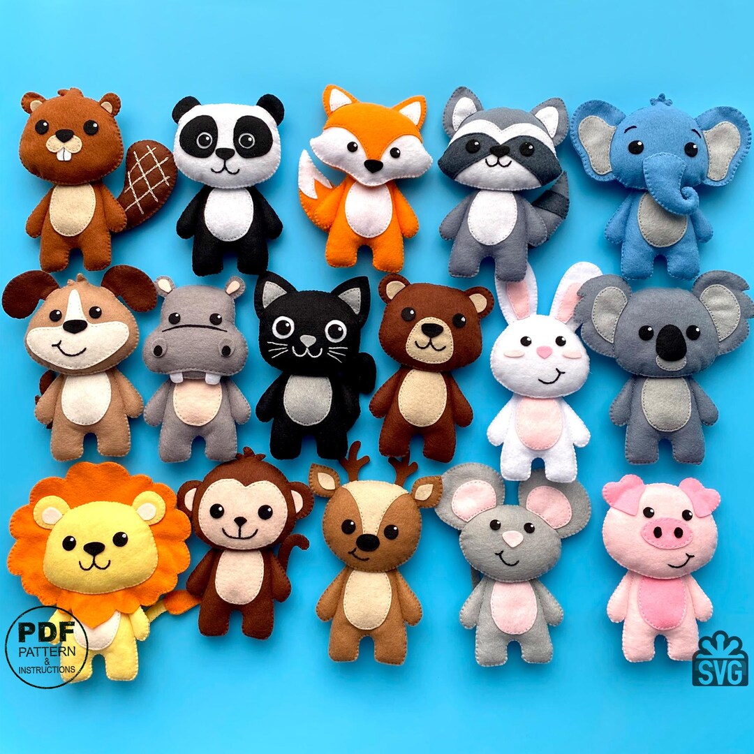 Felt Animals Sewing PDF Pattern. Easy Patterns. Stuffed Animals DIY ...