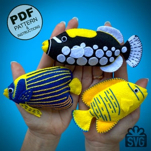 Felt Fish Sewing Pattern PDF and SVG. Coral Fish. Reef Fish. Tropical ...