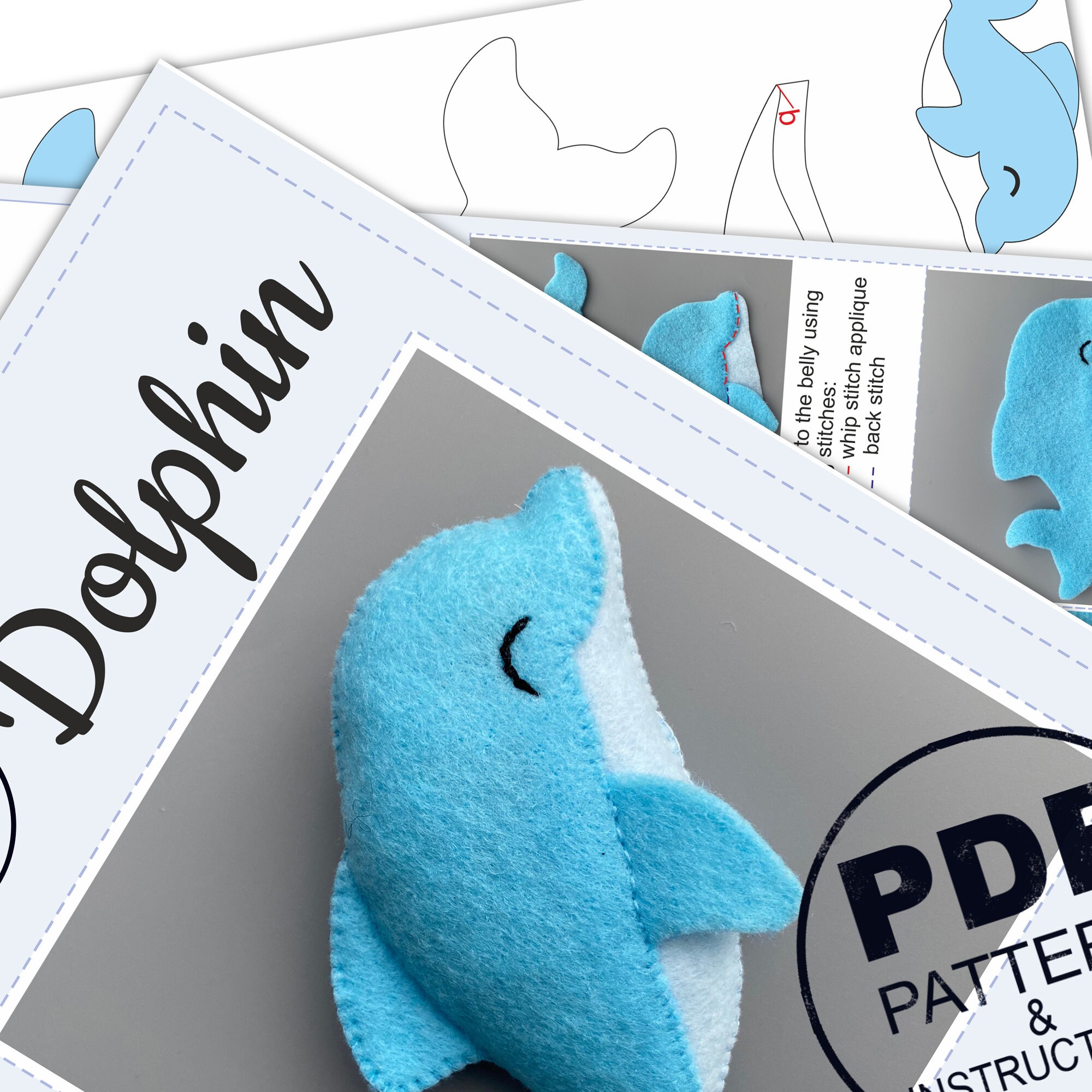 Dolphin Sewing Pattern PDF. Felt Eco Toy Easy Pattern. Ocean Animals ...