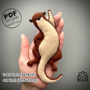 Otter Sewing Pattern PDF and SVG. Felt Animals Pattern. Stuffed Toys ...
