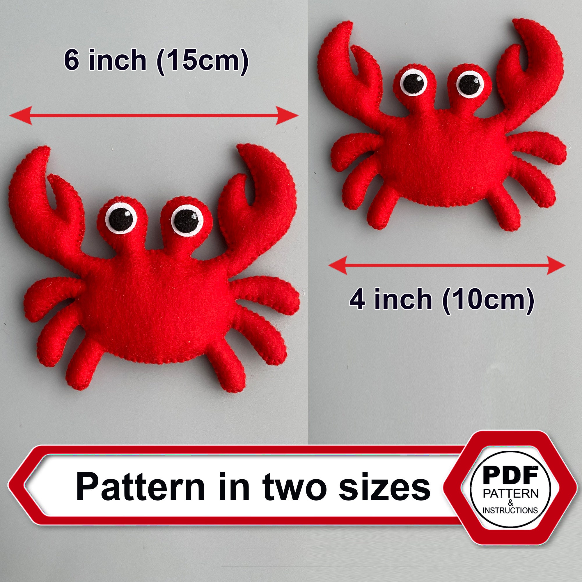 Crab Pattern PDF. Felt Sewing Pattern. Ocean Ornaments. Ocean Animals ...