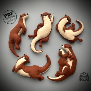 Otter Sewing Pattern PDF and SVG. Felt Animals Pattern. Stuffed Toys ...