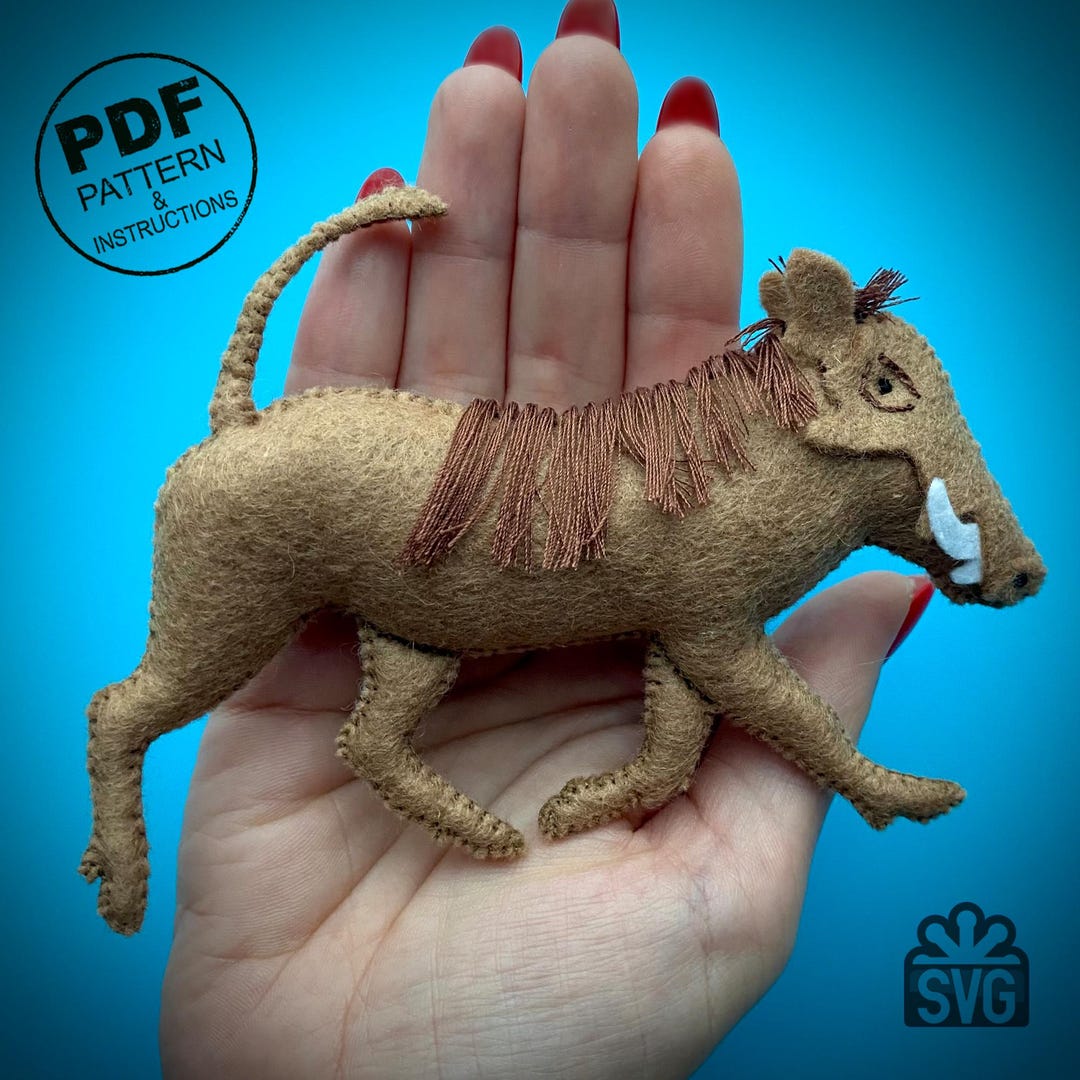 Felt Warthog Sewing PDF Pattern and SVG. Pumbaa Pattern. Boar DIY. Felt Toys. Stuffed Toys ...