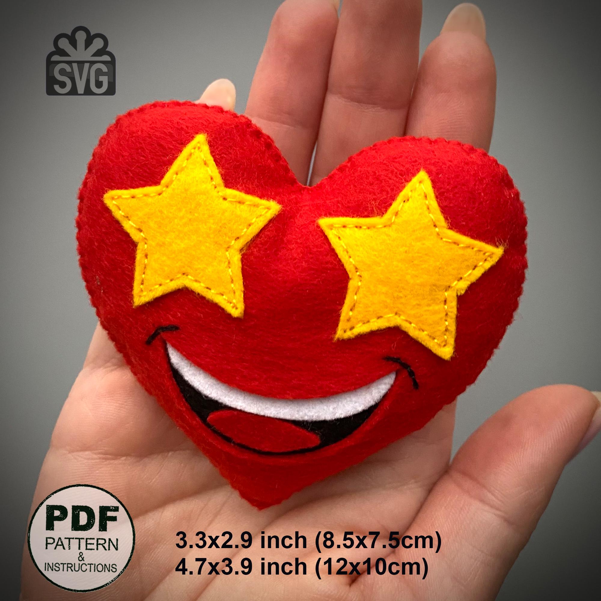 Felt Heart Sewing Pattern PDF, SVG. Valentine's Day Pattern. Emoji ...