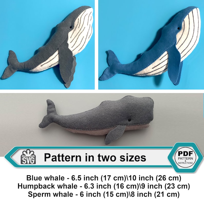 Ocean Animals Sewing Pattern PDF and SVG. Felt Sea Animal Toys Easy ...