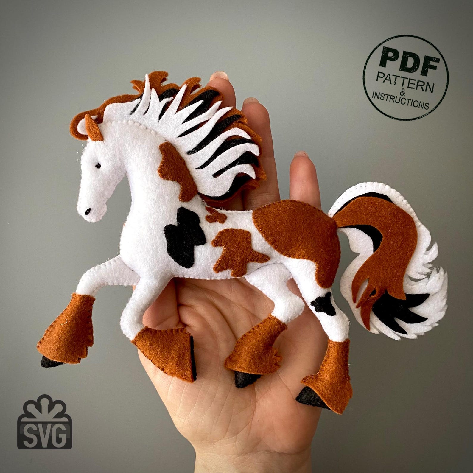 Horses Sewing Pattern PDF and SVG. Felt Animals Pattern. Stuffed Toys ...