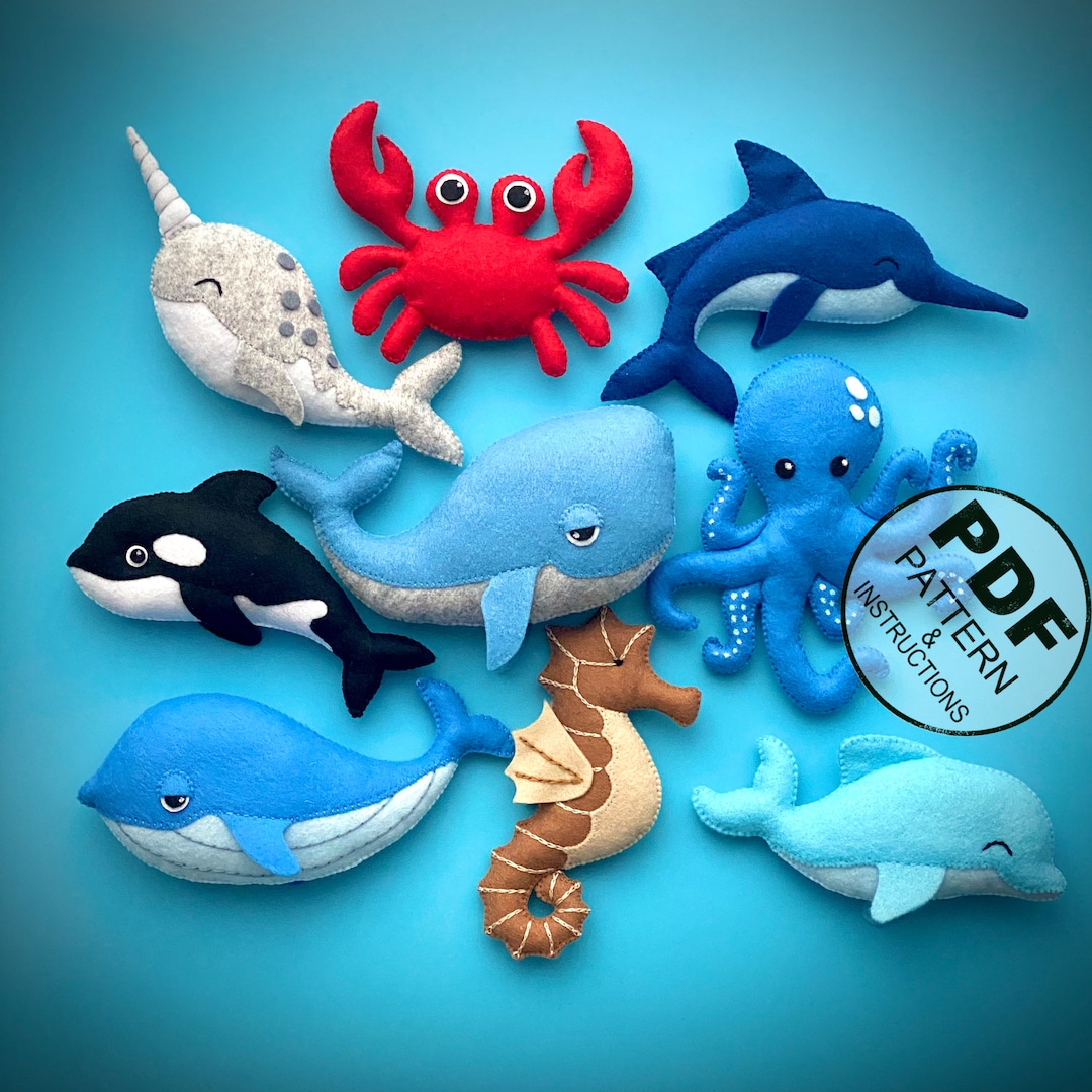 Ocean Animals Sewing Pattern PDF. Felt Sea Animal Toys Easy Pattern ...