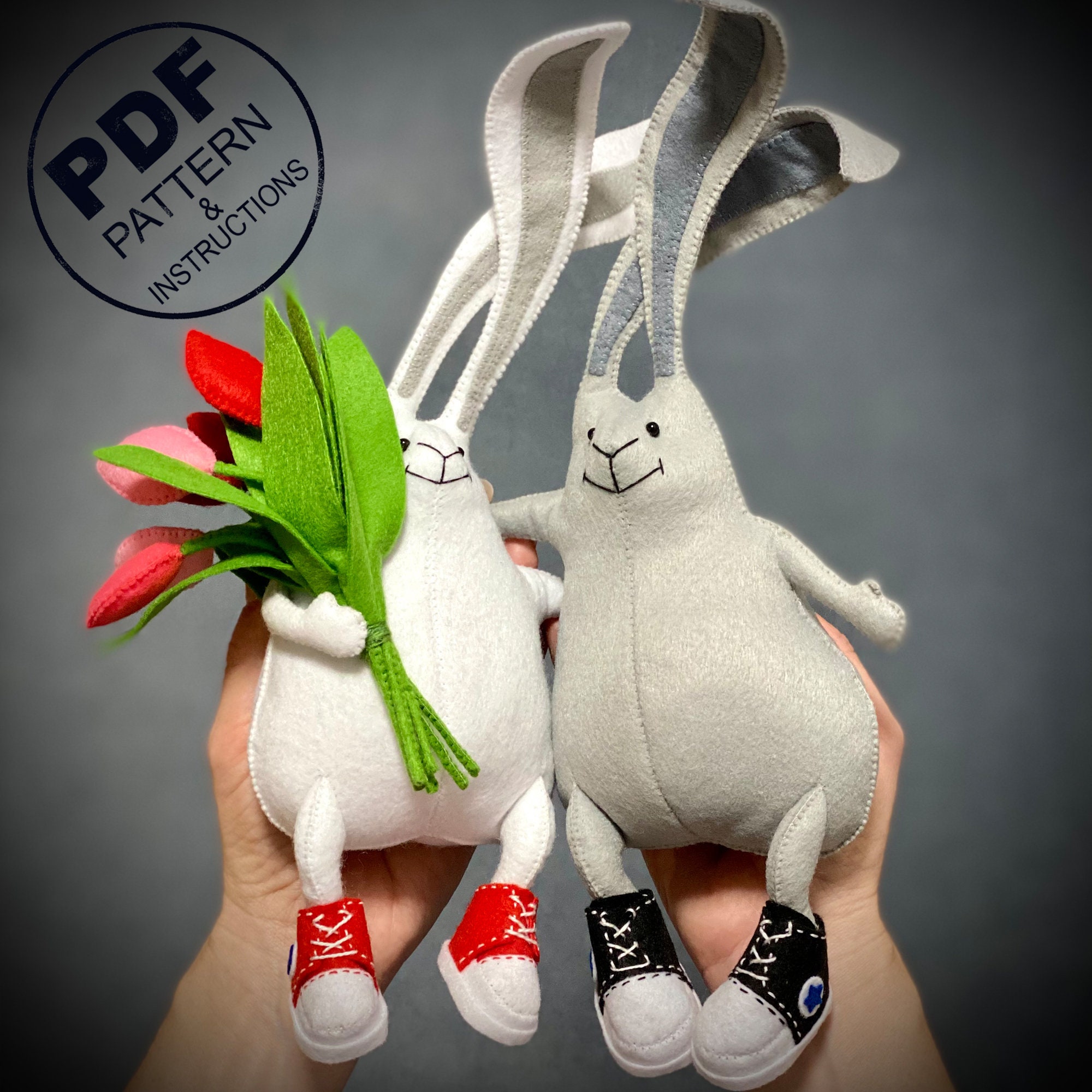 Bunny Rabbit Sewing Pattern PDF. Valentine's Day Felt Decor Toy Pattern ...