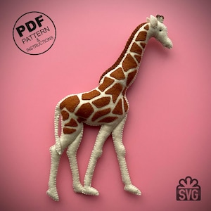 Felt Giraffe Sewing PDF Pattern and SVG. Stuffed Animals DIY. Felt Toys ...