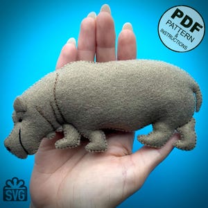 Felt Hippo Sewing PDF Pattern and SVG. Safari Pattern. Hippopotamus ...