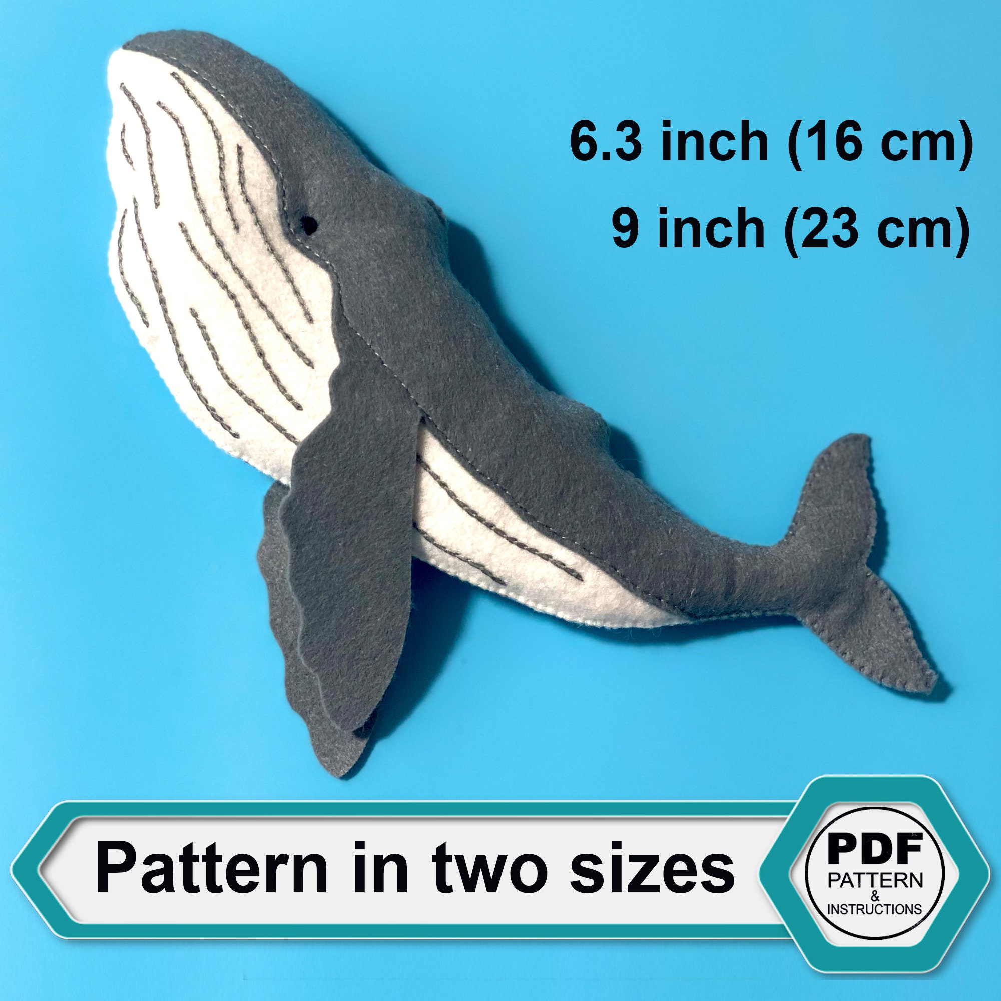 Humpback Whale Sewing Pattern PDF and SVG. Ocean Animals Pattern. Felt ...