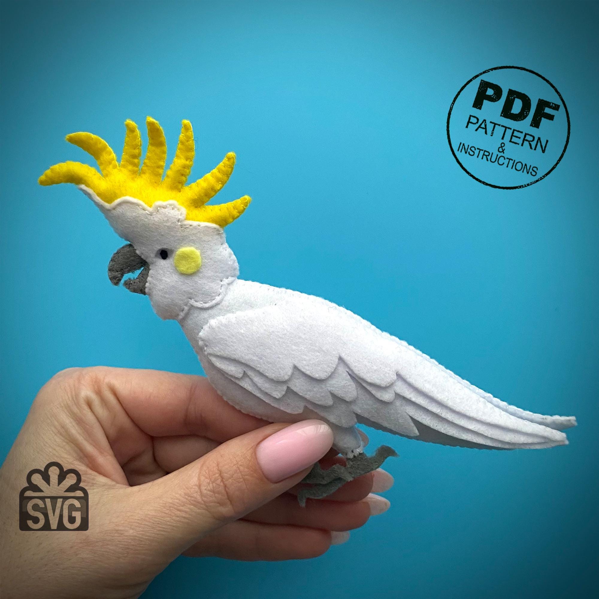 Cockatoo Sewing Pattern PDF and SVG. Parrot. Birds Pattern. Citron ...