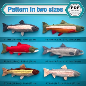 River Fish SET Sewing Pattern PDF and SVG. Fishing Pattern. Salmon, Trout, Brown Trout, Kokanee ...