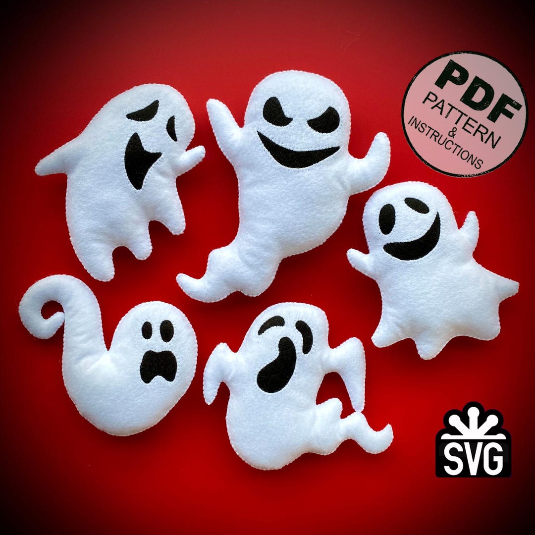Halloween Felt Sewing Pattern PDF and SVG. Felt Ghosts Easy Pattern ...