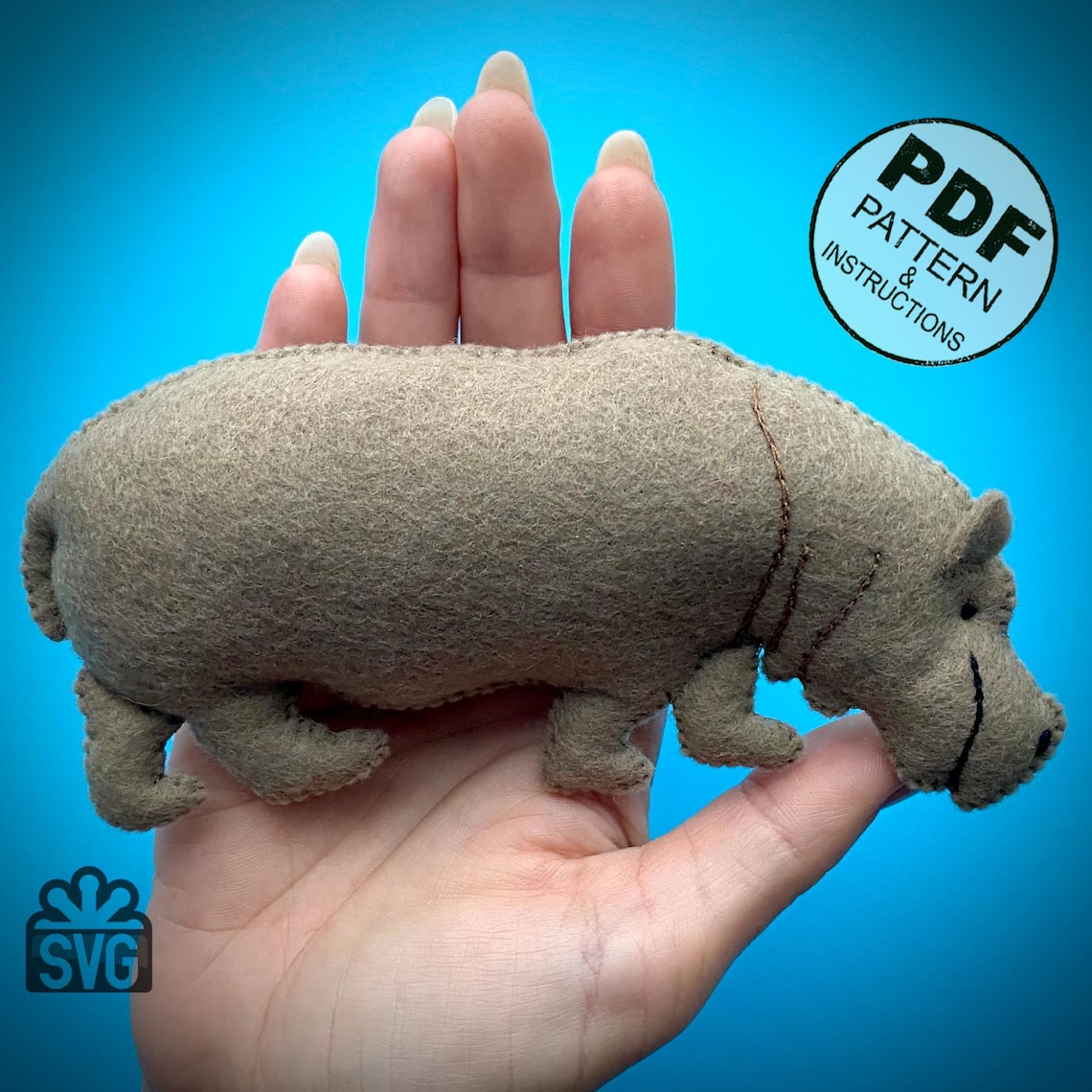 Felt Hippo Sewing Pattern and Tutorial (PDF and SVG) - Etsy
