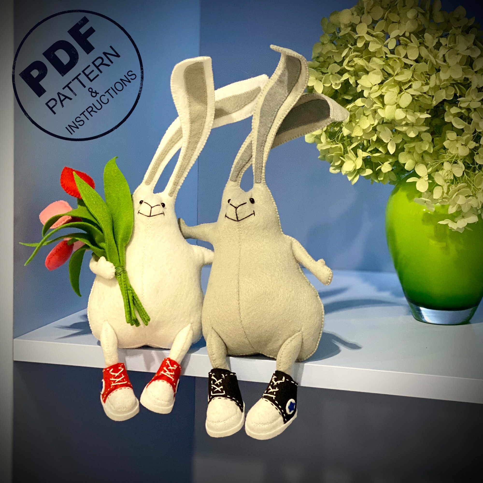 Bunny Rabbit Sewing Pattern PDF. Valentine's Day Felt Decor Toy Pattern ...