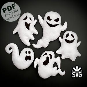 Halloween Felt Sewing Pattern PDF and SVG. Felt Ghosts Easy Pattern ...