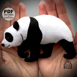 Panda Bear Sewing Pattern PDF and SVG. Felt Animals Pattern. Felt Toys ...