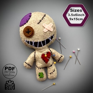 Felt Voodoo Doll Sewing Pattern PDF and SVG. Halloween Ornament. Voodoo ...