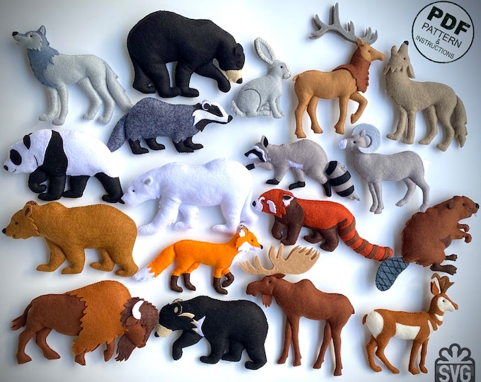 Felt Animals Sewing PDF Pattern. Easy Patterns. Stuffed Animals DIY ...