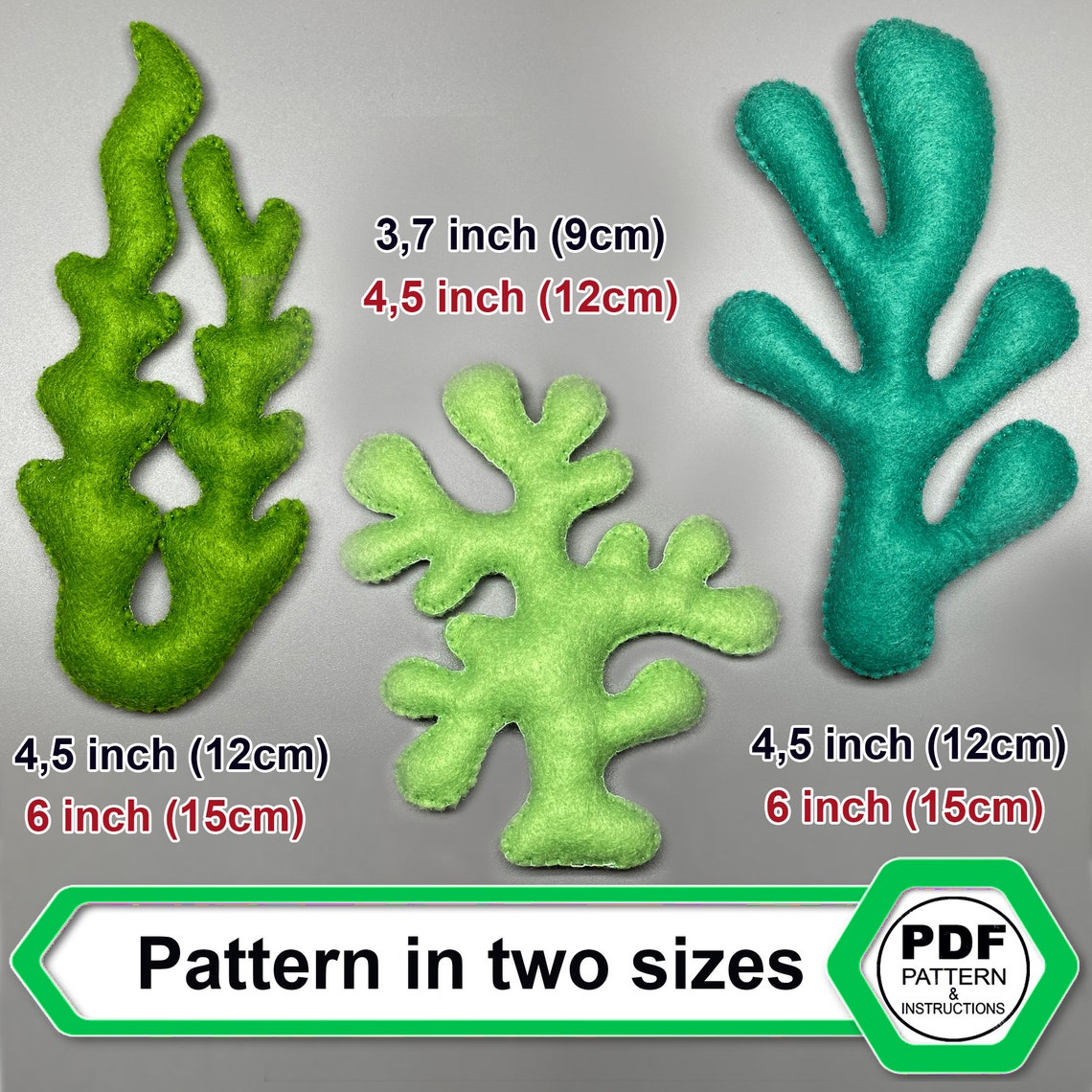 Coral and Seaweed Sewing Pattern PDF. Ocean Easy Beginner Pattern. Felt ...