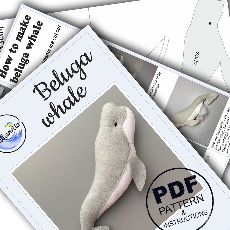 Felt Beluga Whale Sewing Pattern, Ocean Animal Toy (PDF & SVG) - Etsy