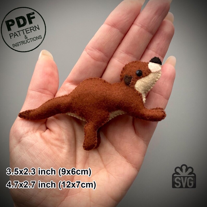 Otter Sewing Pattern PDF and SVG. Felt Animals Pattern. Stuffed Toys ...