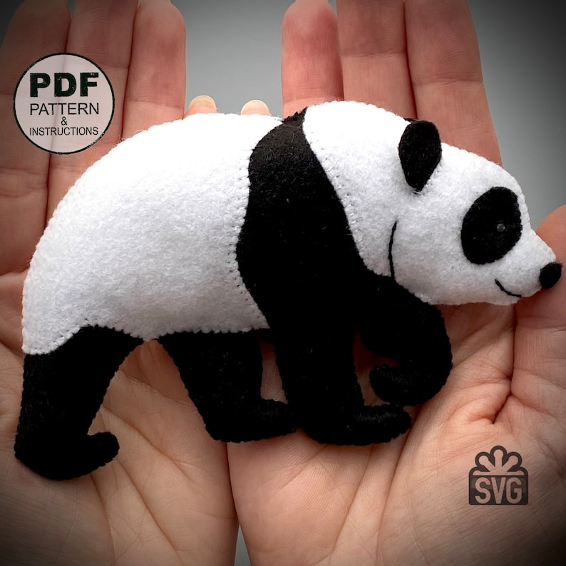 Panda Bear Sewing Pattern PDF and SVG. Felt Animals Pattern. Felt Toys ...