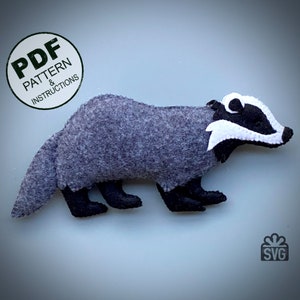 Badger Sewing Pattern PDF and SVG. Stuffed Badger Pattern. Felt Animals ...