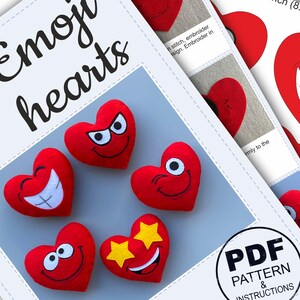Felt Heart Sewing Pattern PDF, SVG. Valentine's Day Pattern. Emoji ...