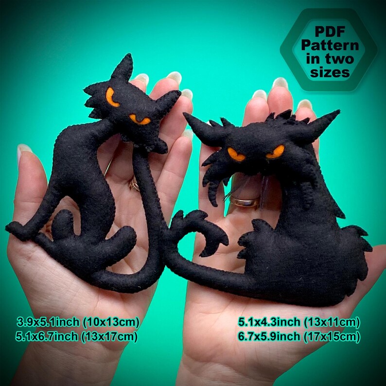 Felt Halloween Cats Sewing Pattern PDF, SVG. DIY Halloween Ornaments - Etsy