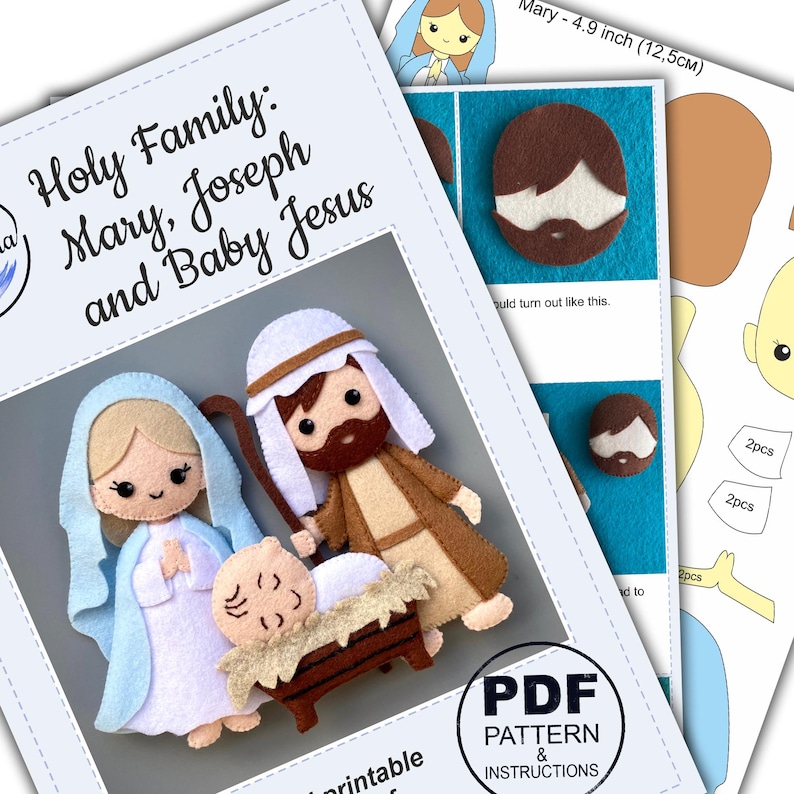 Holy Family Sewing Pattern. PDF and SVG. Felt Christmas Ornaments. Felt ...