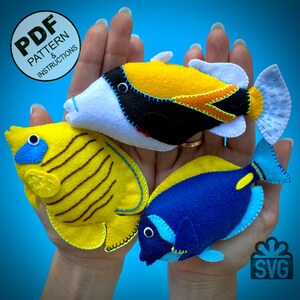 Felt Fish Sewing Pattern PDF and SVG. Coral Fish. Reef Fish. Tropical ...