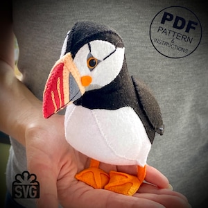 Felt Puffin Bird Sewing Pattern PDF and SVG. Felt Birds Pattern and ...