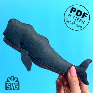 Sperm Whale Sewing Pattern PDF and SVG. Felt Whale Easy Beginner ...