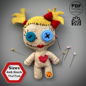Felt Voodoo Doll Sewing Pattern PDF and SVG. Halloween Ornament. Voodoo ...